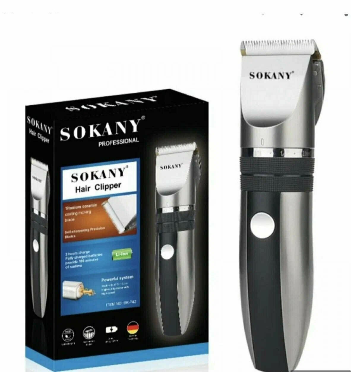 Мощная машинка для стрижки волос и бороды с 4 насадками, автономной работой 180 минут и влагозащитой