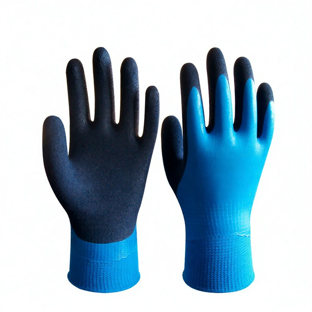 Перчатки для работы Wonder Grip Thermo Plus защитные холодостойкие двойного слоя с латексным покрытием для садоводства рыбалки работы, размеры S / M / L / XL, синий цвет, материал нейлон + натуральный латекс, 13 Гаусс, 1 пара