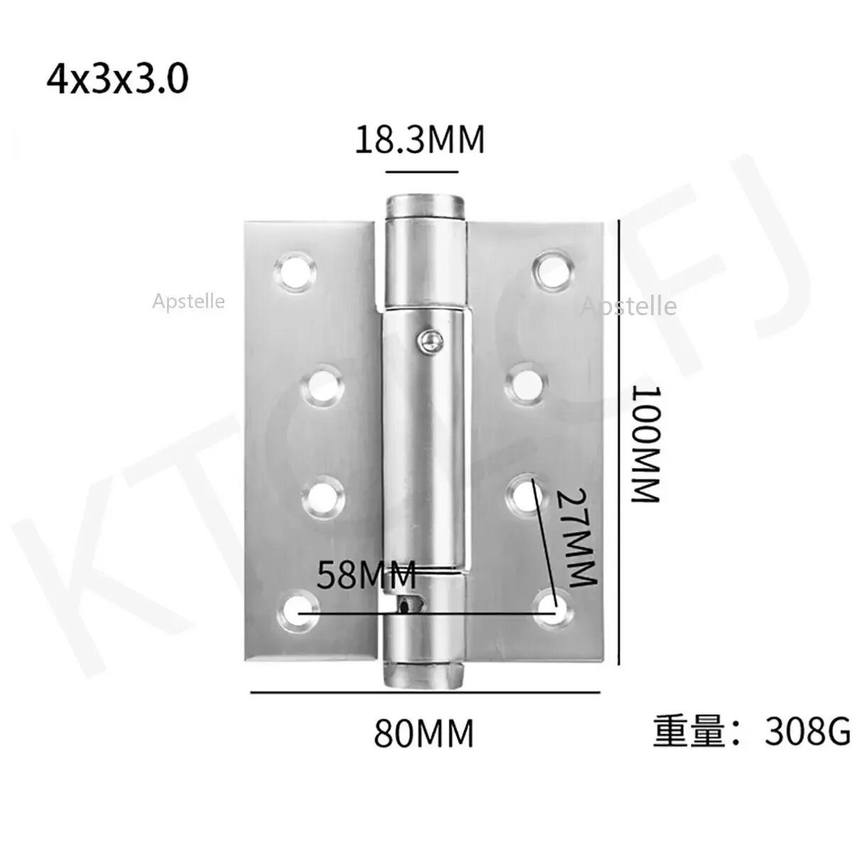 Невидимая дверная петля с доводчиком Woode 4inch-Sliver