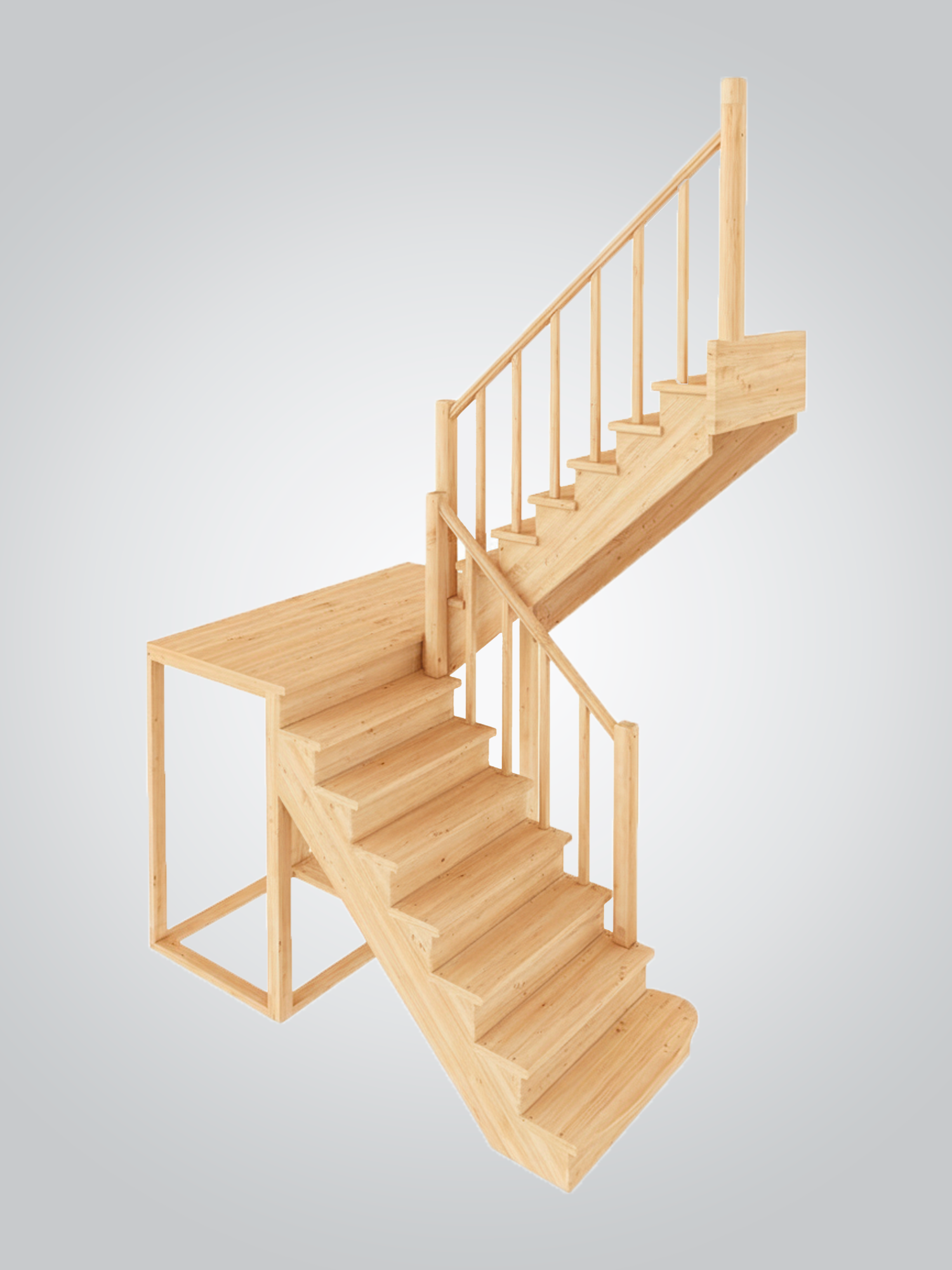 Лестница на второй этаж К-104м Правая с подступенками