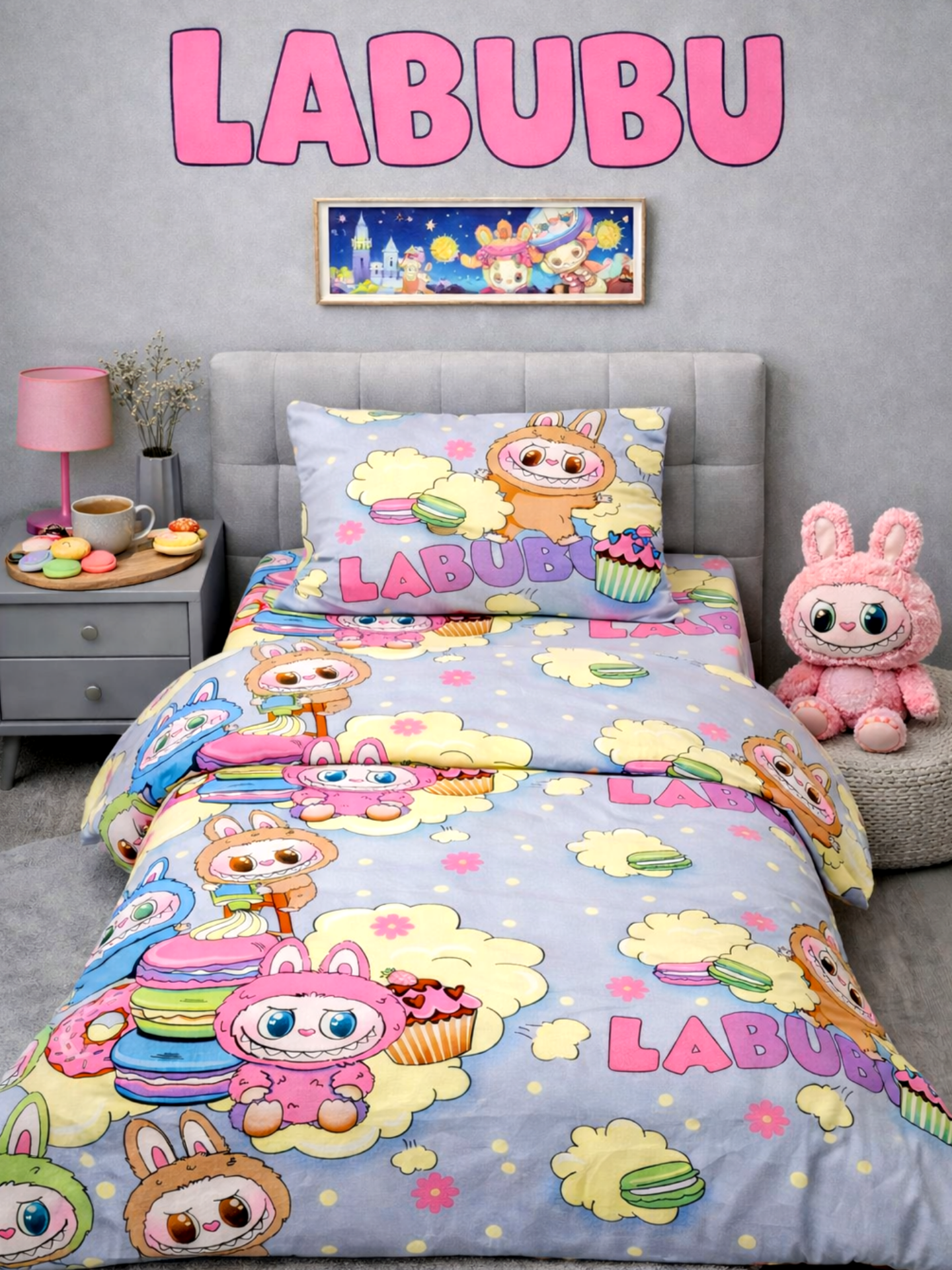 Детское постельное белье 1.5 спальное Павлинка Лабубу Labubu бязь, с 1 наволочкой 50х70