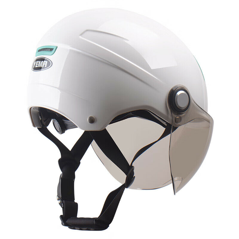 YEMA (YEMA) 3C Certified 359S Electric Motorcycle Helmet Men and Women Summer Sunscreen Lightweight Half Helmet Electric Vehicle Safety Helmet Summer One Size Ceramic White + Coffee Short Mirror