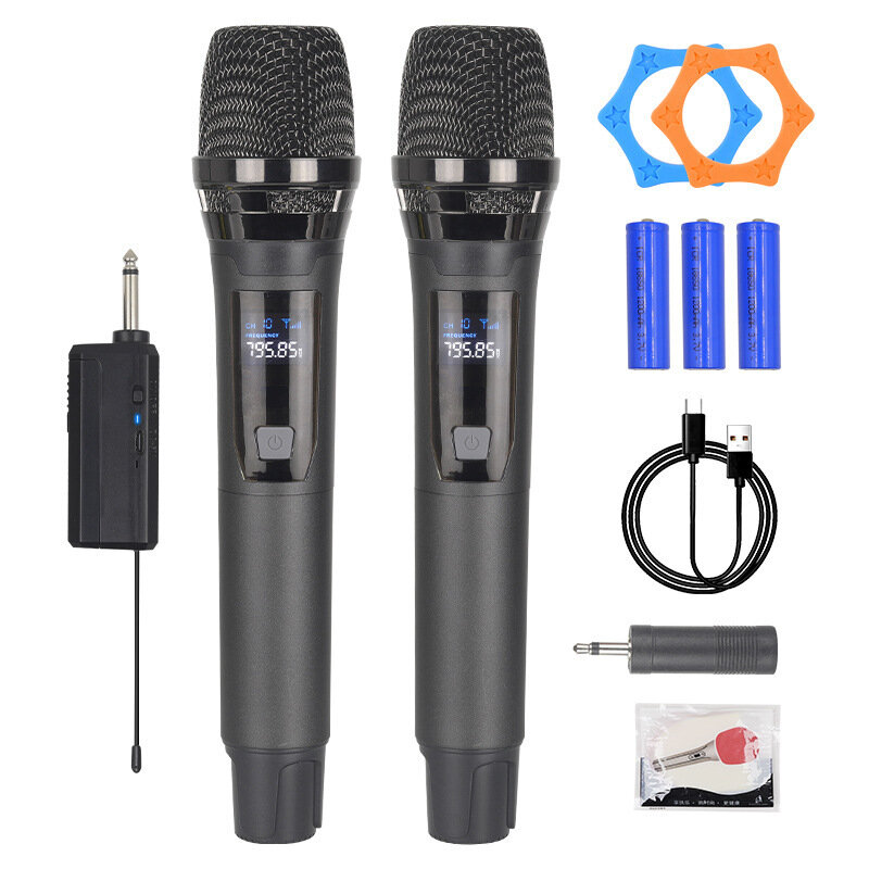 Беспроводной микрофон, перезаряжаемый, один-к-два, домашняя звуковая карта, сценический микрофон для живого пения, ручной микрофон FD73823535