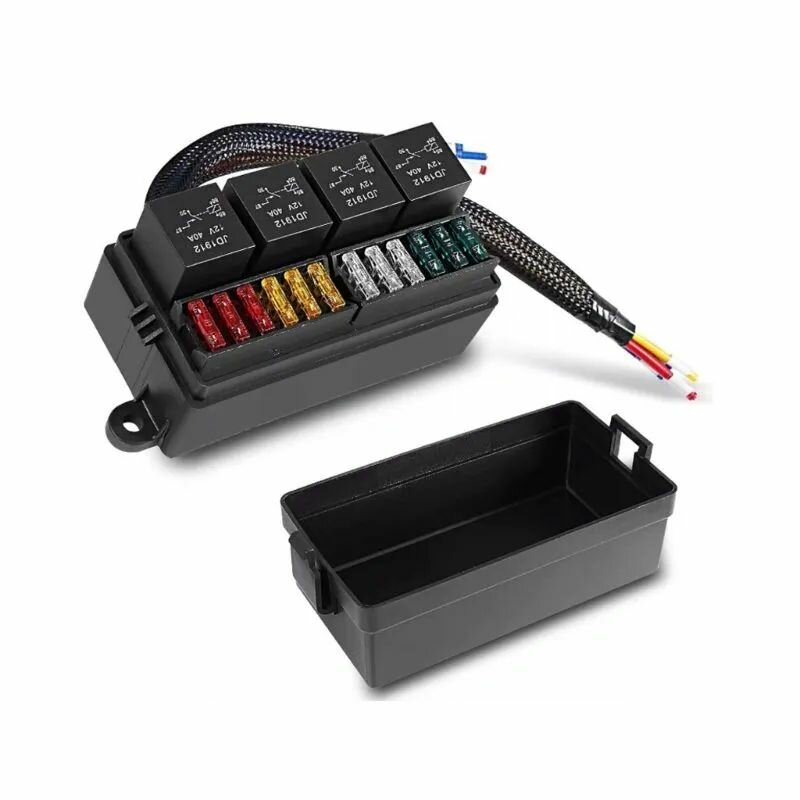 (1 компл.) Блок реле и предохранителей (4 реле, 12 предохранителей) 12В, 4-конт.