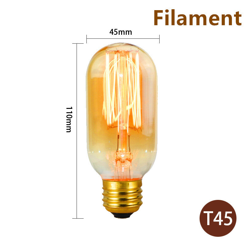 Винтажная лампа с вольфрамовым нитью, светодиодная лента с теплым светом, энергосберегающая антикварная лампа Эдисона, креативная декоративная лампа с шелковым нитью