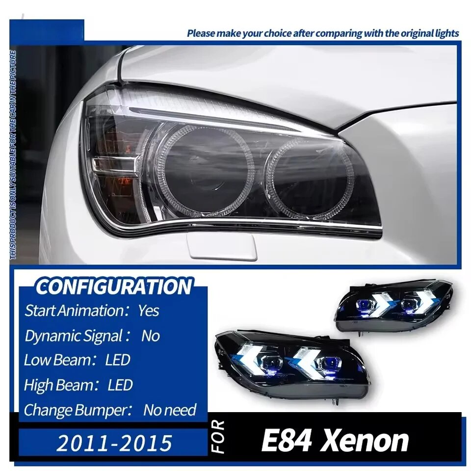 Автомобильные фары TYPY для BMW X1 E84, фары 2010-2015, светодиодные фары для проектора, дневные ходовые огни, автомобильные аксессуары For Xenon