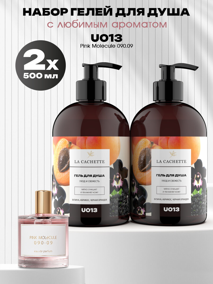 Гель для душа увлажняющий U013 Pink Molecule 090.09, 500 мл, с дозатором (2 бутылки)