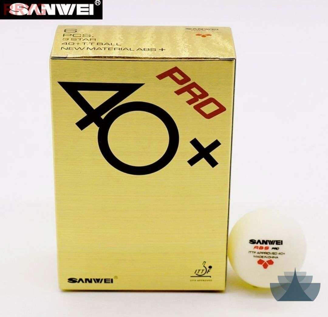 Мяч (6шт) Sanwei ABS 40+ 3*** PRO для настольного тенниса