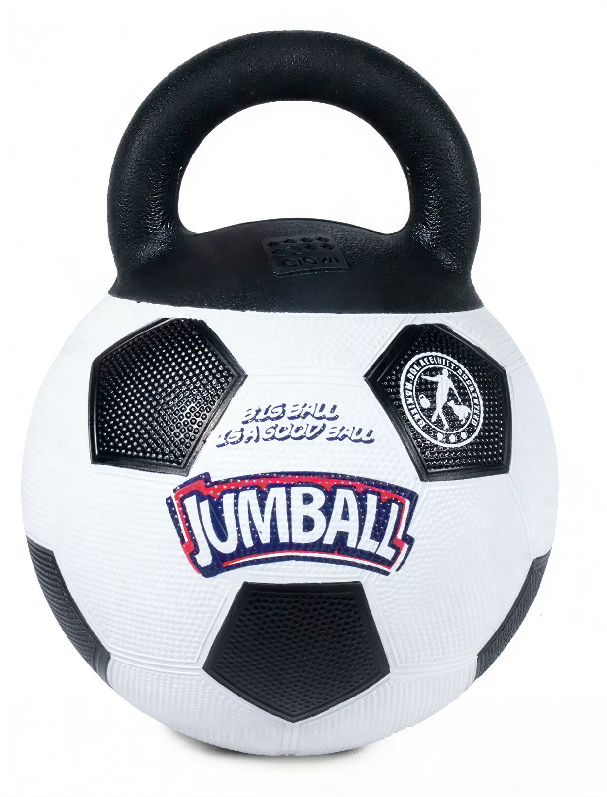 Игрушка для собак Gigwi Jumball футбольный мяч c ручкой белый 26см
