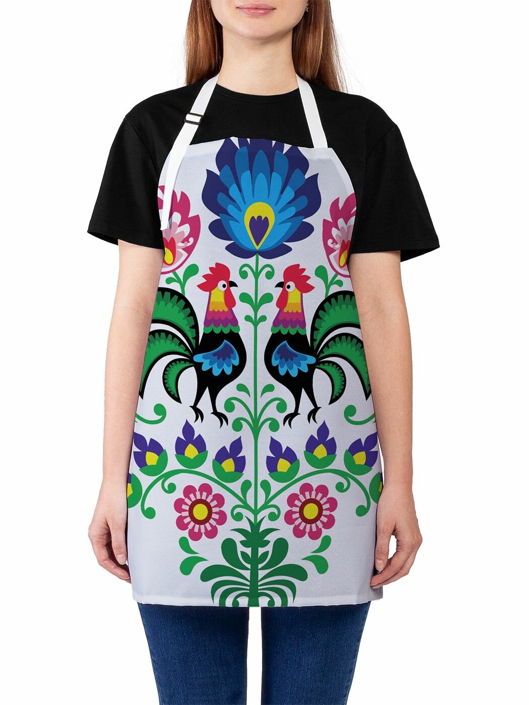 Фартук кухонный JoyArty "Два петуха", универсальный размер для женщин и мужчин