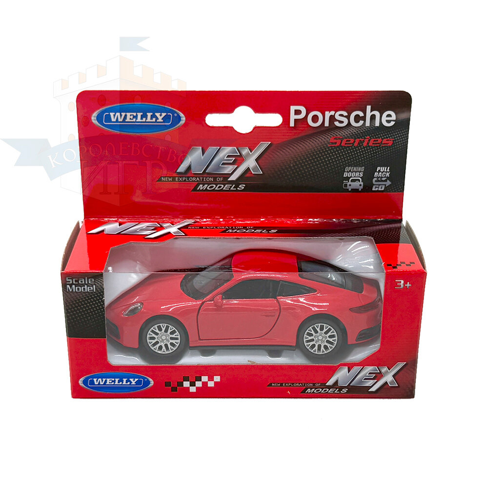 Машинка Welly Porsche 911 Carrera 4S, красный, 1:38, арт.43781W-RD