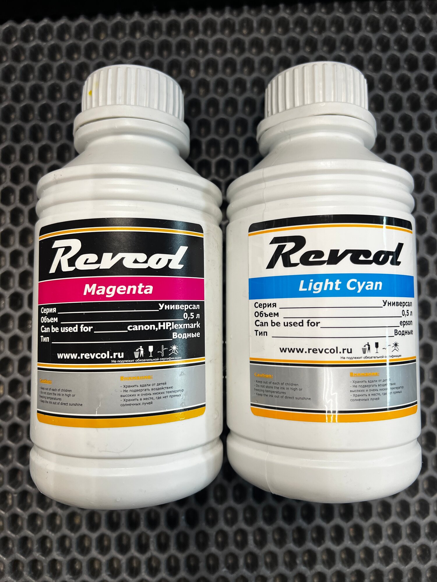 Чернила Revcol Universal 500ml Magenta, Light Cyan 2шт для Epson T6733 T6643 L100 110 200 210 300 350 500 550 555 800 1300 1800 водные