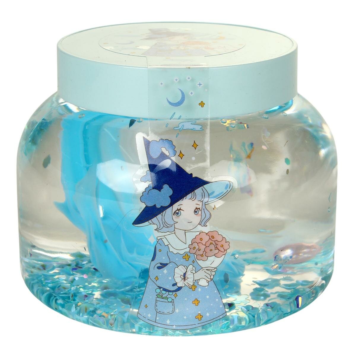 Лизун в банке 1 штука, с разноцветными фигурками и блестками, антистресс-игрушка