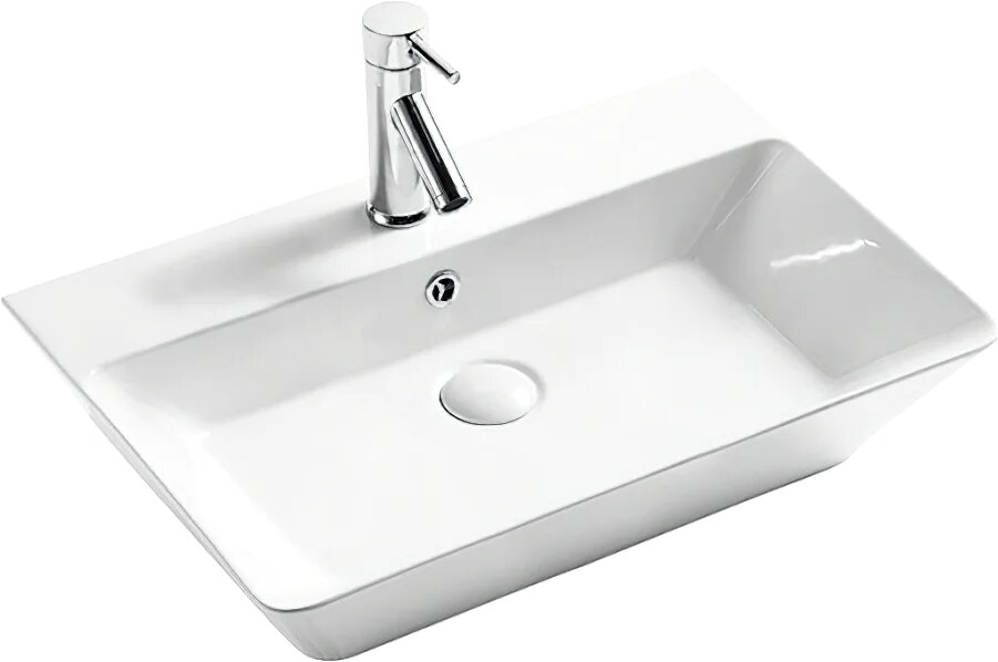 Накладная раковина Weltwasser WW Elbach 2253 60 фаянсовая, без отверстия под смеситель, со сливом-переливом, раковина для ванной, 60 см, прямоугольная, белая