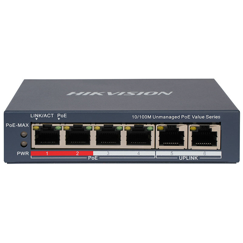 DS-3E0106P-E/M(B) PoE коммутатор Hikvision
