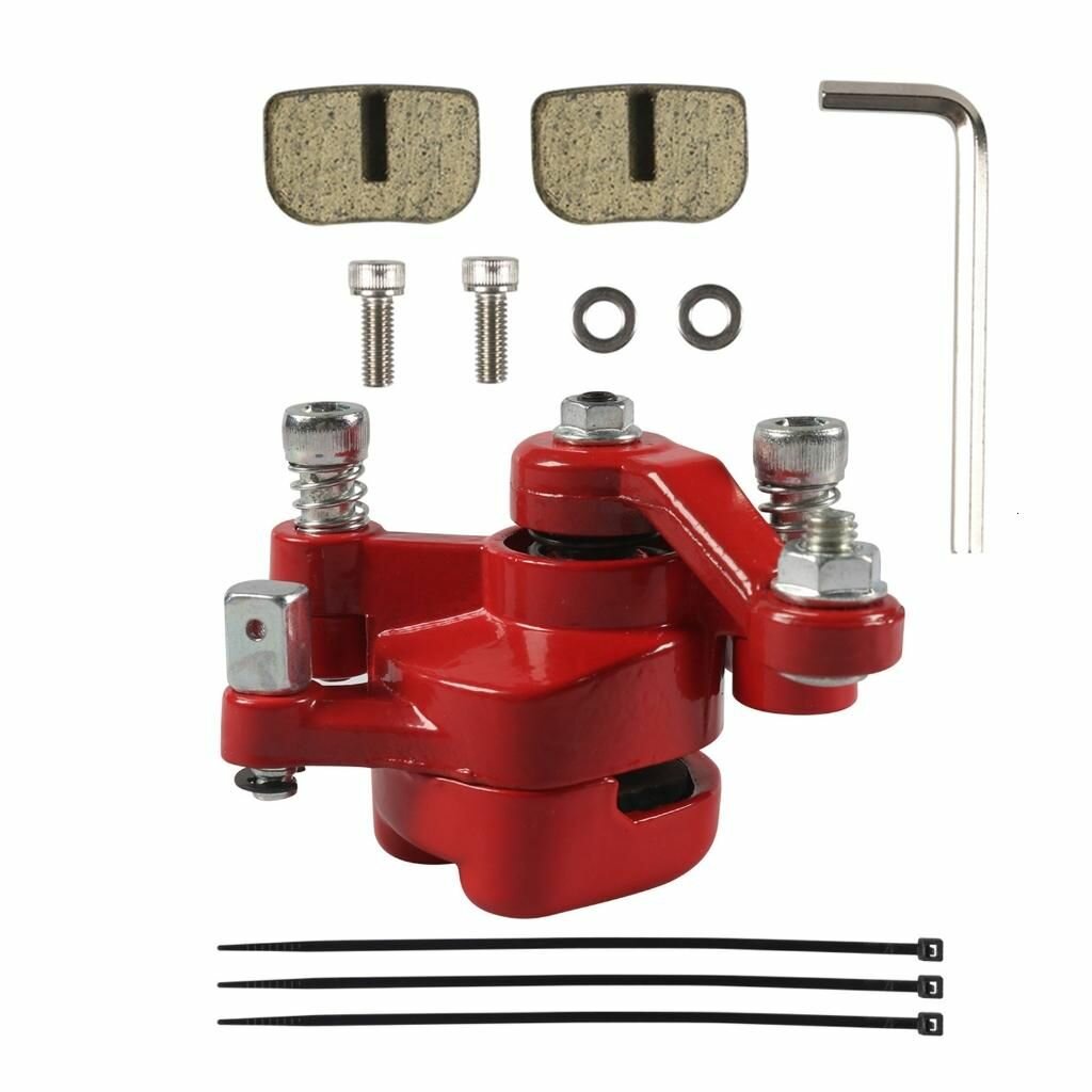 Задний дисковый суппорт с колодками для скутеров и мопедов 47 49 см , Красный слева