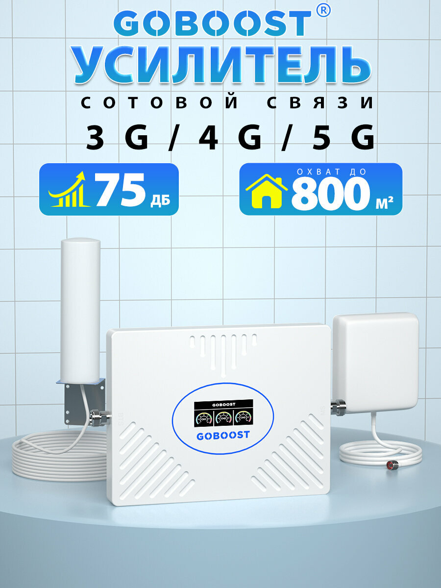 Усилитель сотовой связи, Репитер LTE, 5G, 4G, 3G, 2G,900-1800-2100 МГц, усилитель gsm сигнала