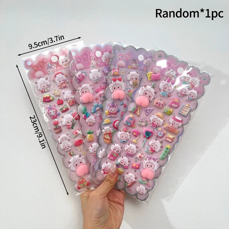 Розовые 3D стикеры с ягодиками, мультяшные наклейки, Color: E6