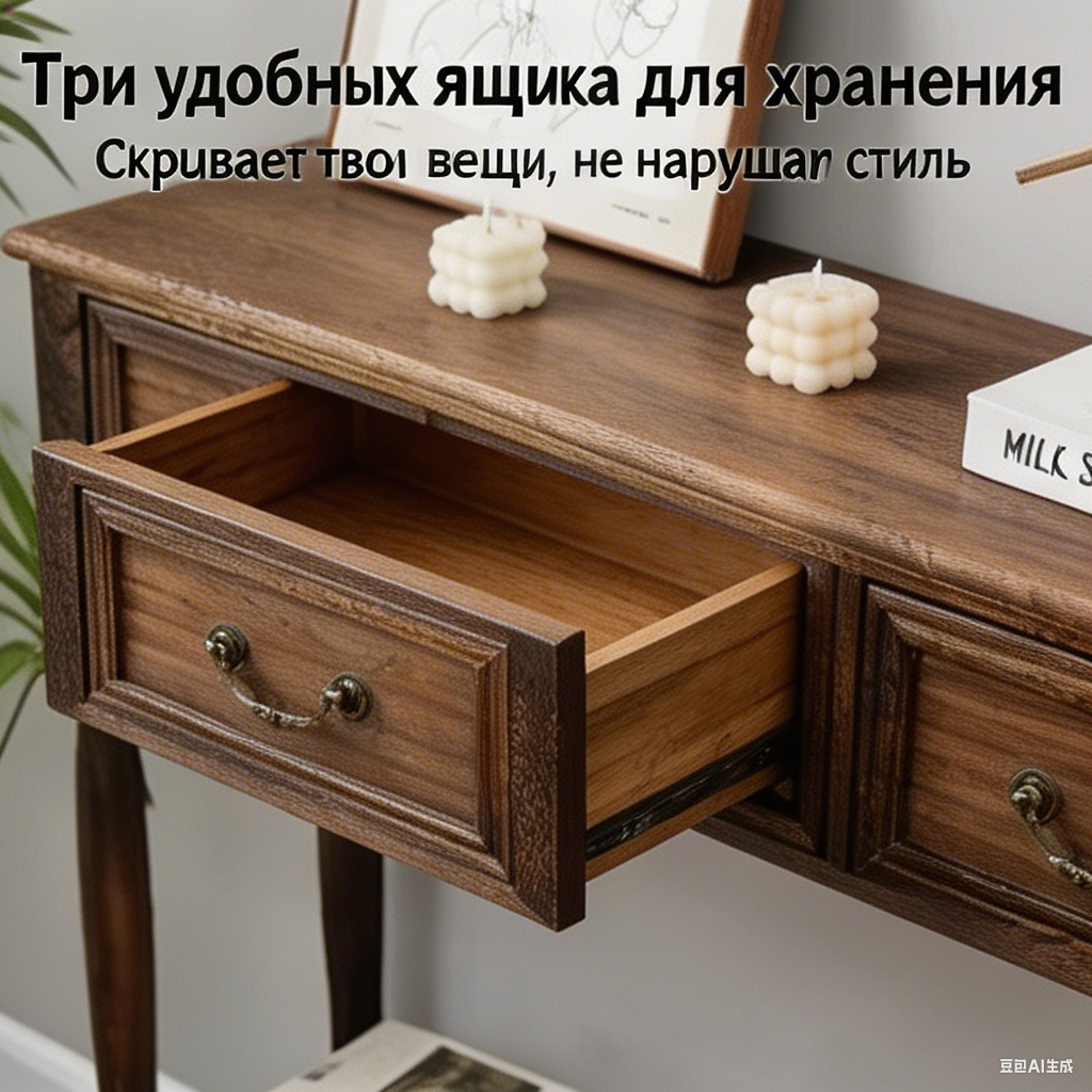 Натуральный массив: премиум консольный стол в американском стиле.114х30х90 см — фото 1