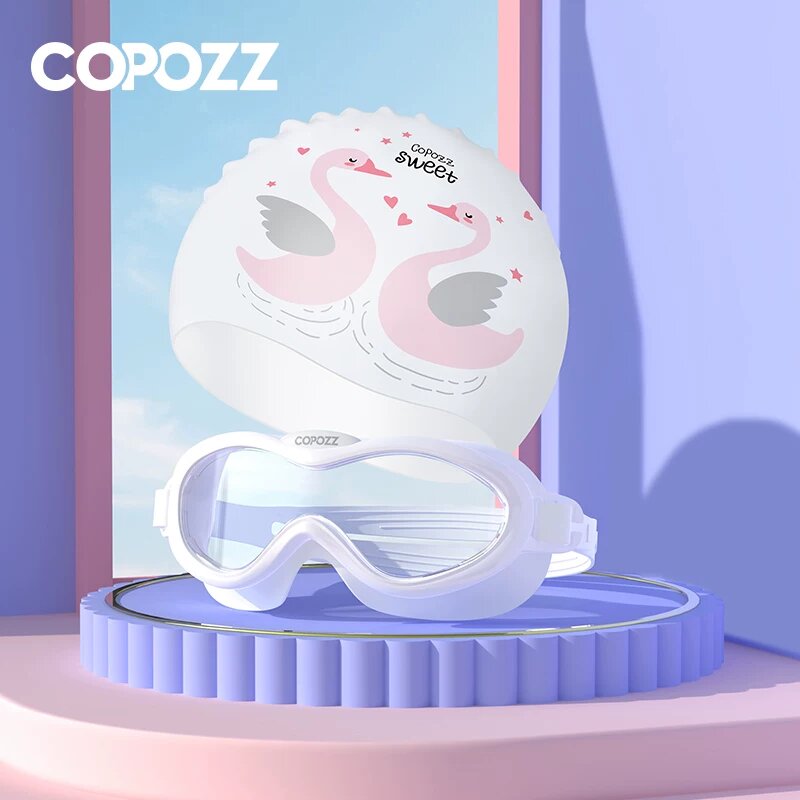 Детские очки для плавания COPOZZ с большой оправой для мальчиков и девочек, водонепроницаемые, с защитой от