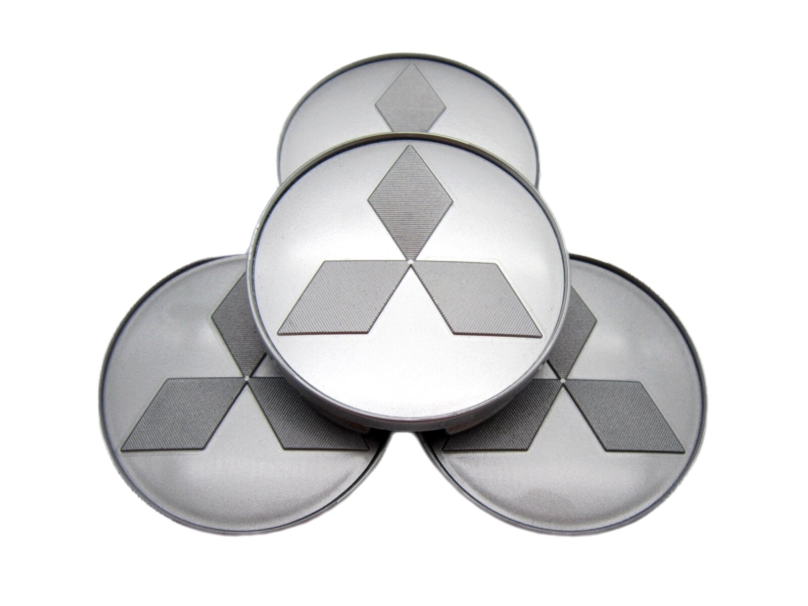 Колпачки, заглушки для литых дисков СКАД Mitsubishi silver, 56/51/12 мм, комплект 4 шт.