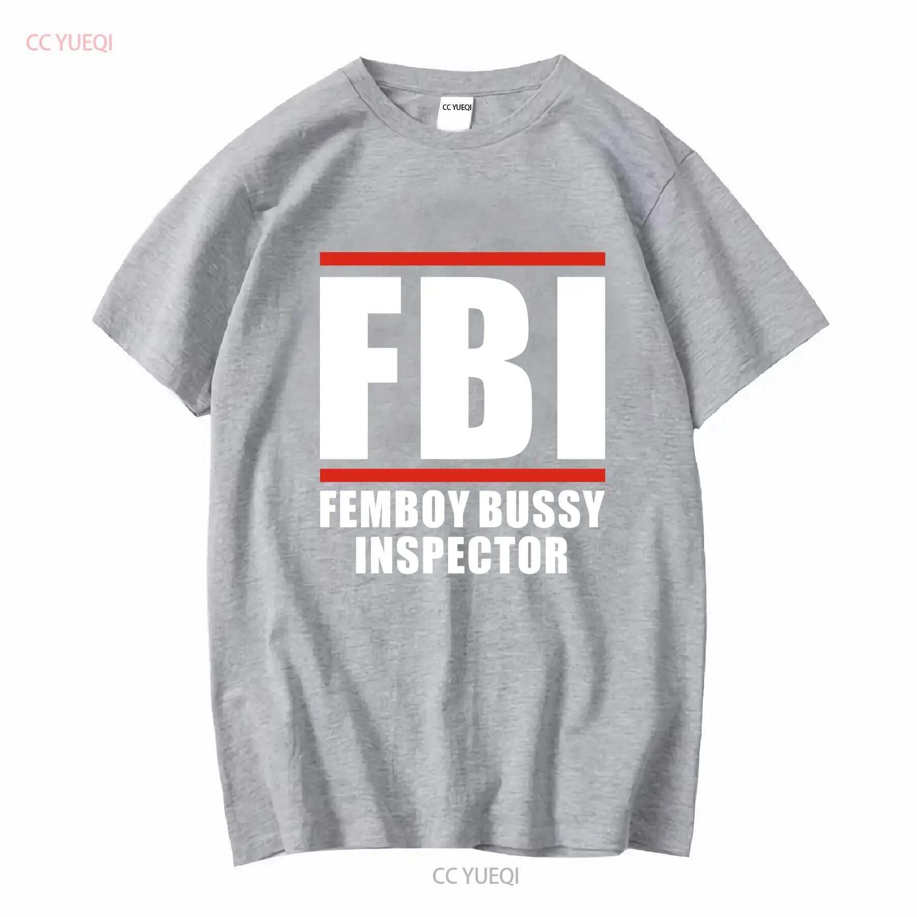 Футболка CC YUEQI FBI Femboy Bussy Inspector 5XL, Серый, Gray