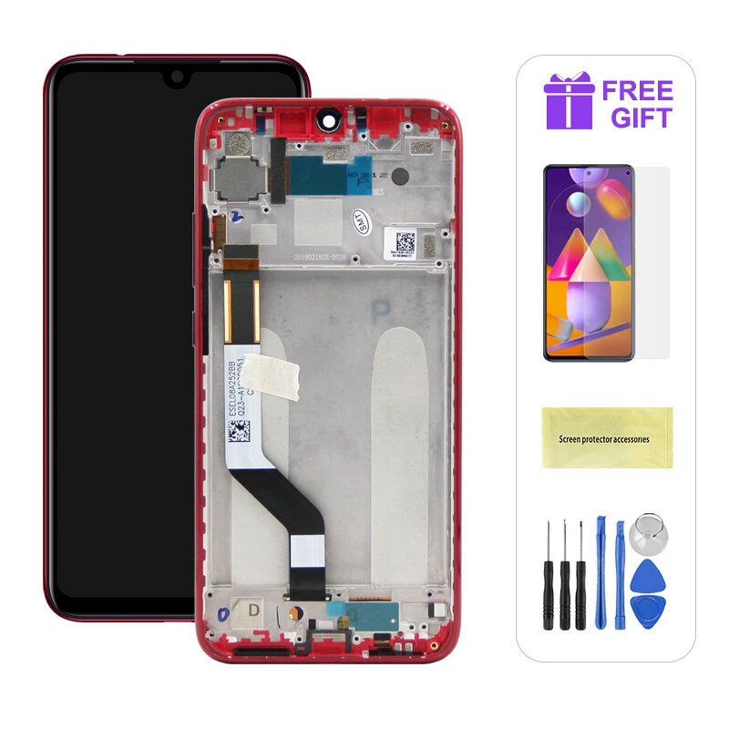 ЖК-дисплей качества AAA для Xiaomi Redmi Note 7, ЖК-дисплей с сенсорным экраном и Red With Frame