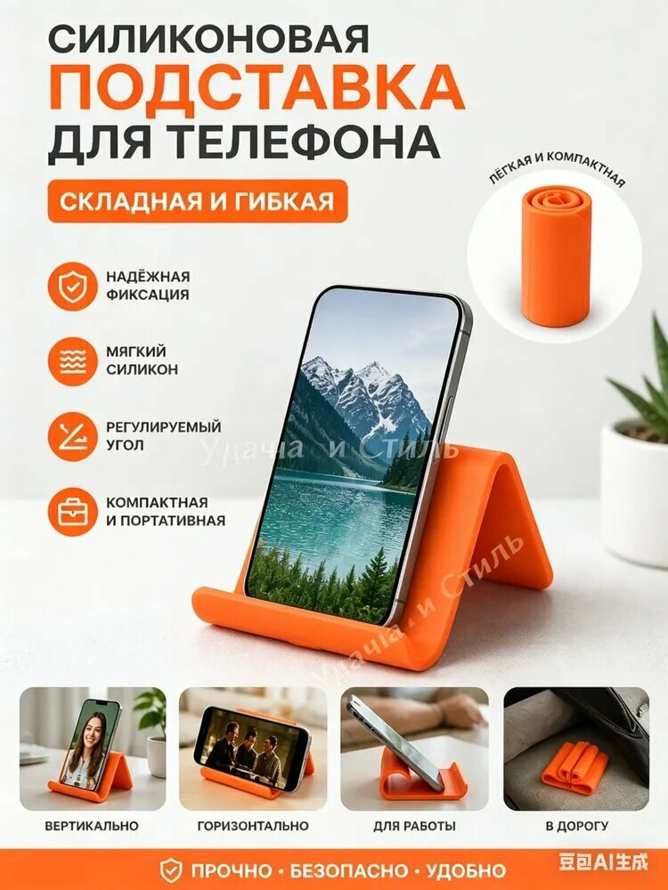 Складная силиконовая подставка для телефона, гибкая и антискользящая, компактная