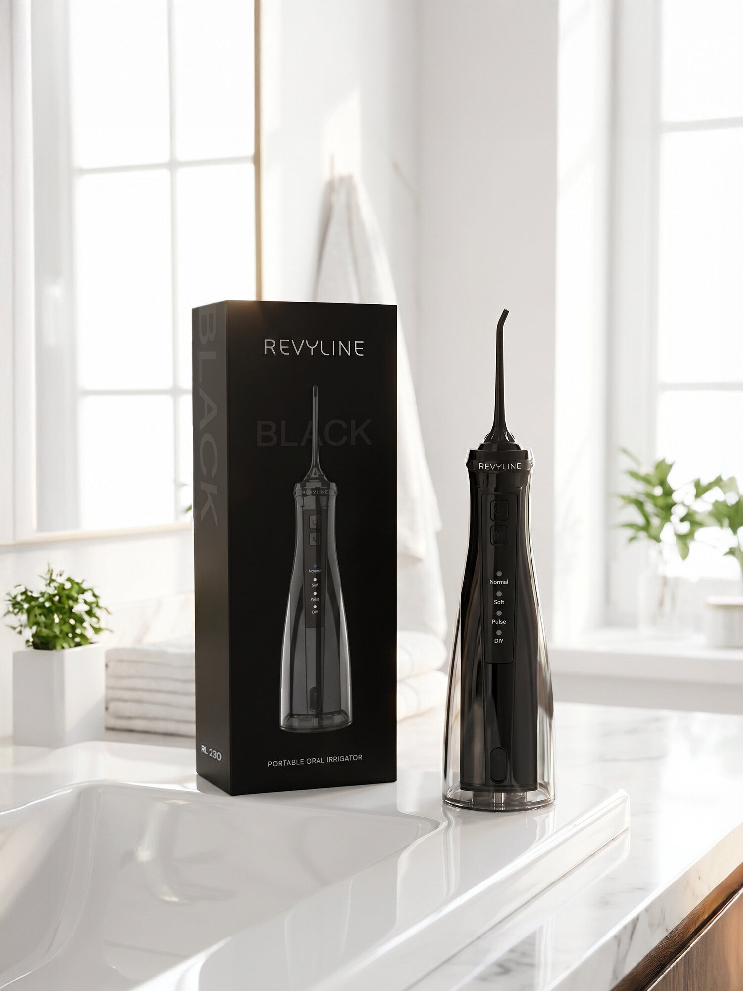 Ирригатор Revyline RL230, импульсный, 4 режима чистки, питание от USB, дорожный, черный
