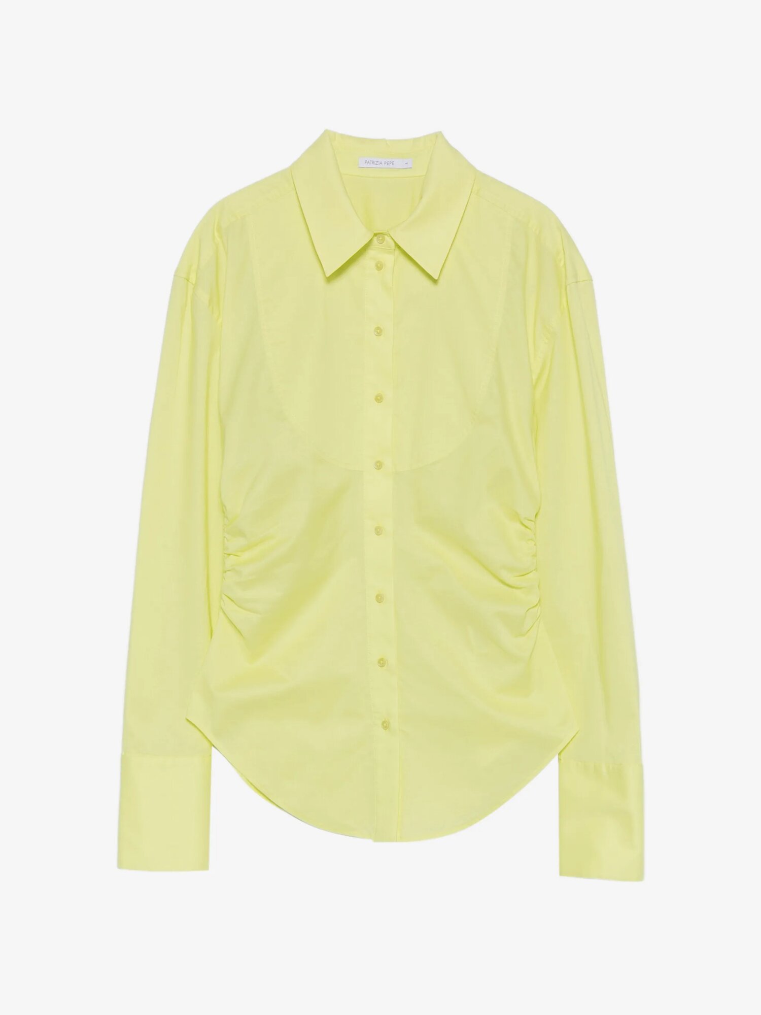 Рубашка PATRIZIA PEPE Gathered poplin shirt, размер 40, светло-желтый