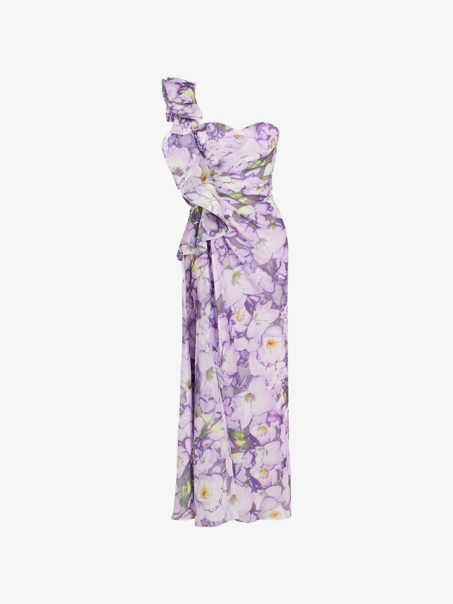 Платье Badgley Mischka One-shoulder ruffled maxi dress