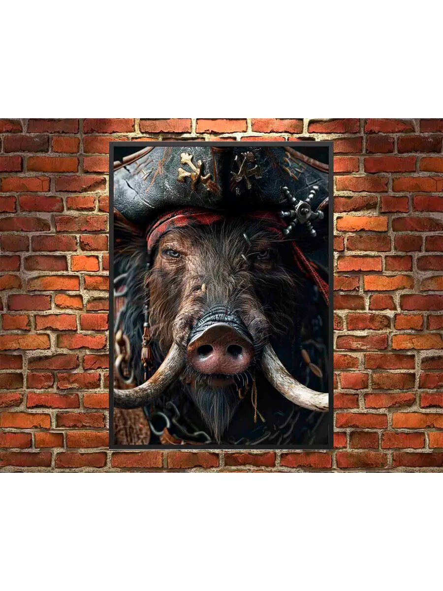 Дикий кабан-животное-Пират 2, Плакат 30x42см