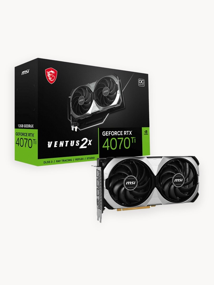 Видеокарта MSI RTX4070Ti VENTUS 2X 12GB OC GDDR6X 192-bit DPx3 HDMI 2FAN