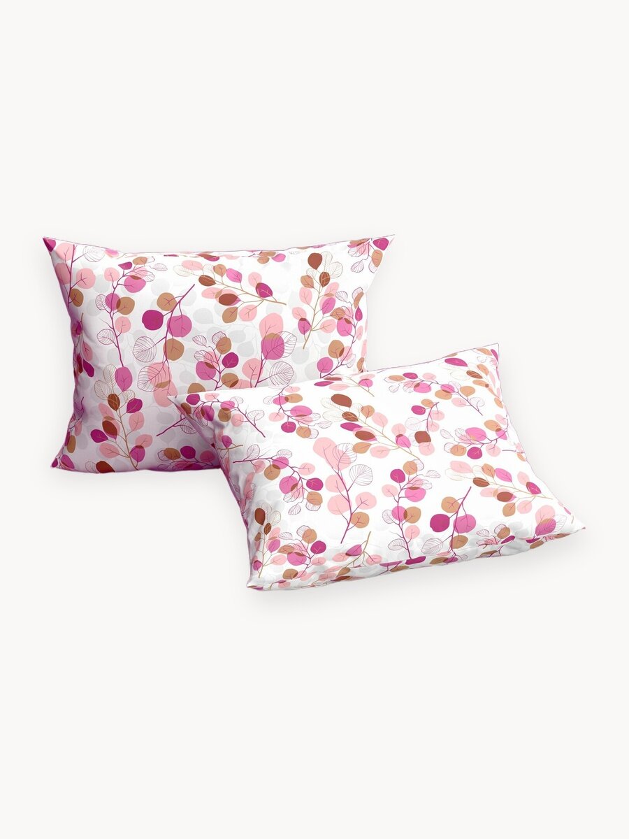 Наволочки 50х70 на молнии - 2 шт. Хлопок, Бязь GALTEX Эвкалипт розовый