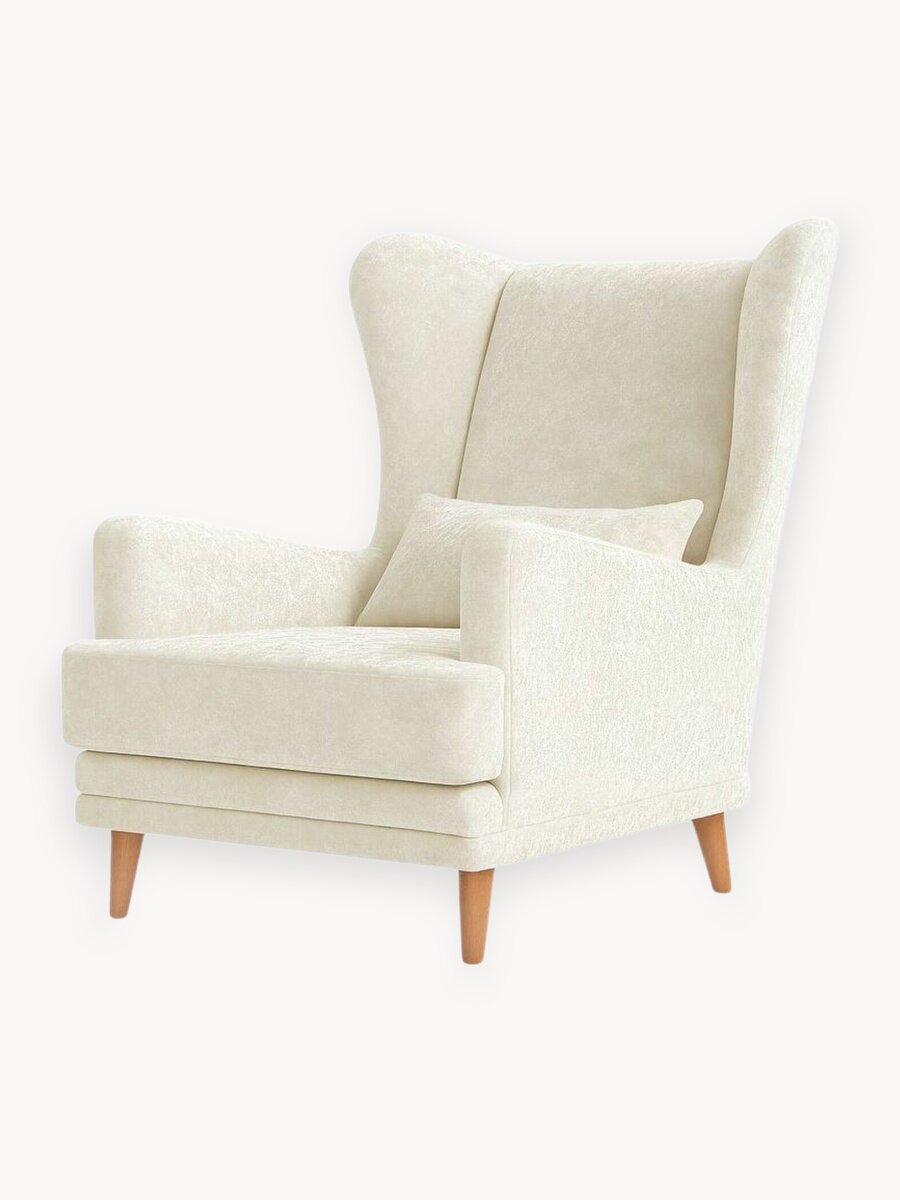 Кресло мягкое Вегас, кресло мягкое для дома белое велюр Crush 1