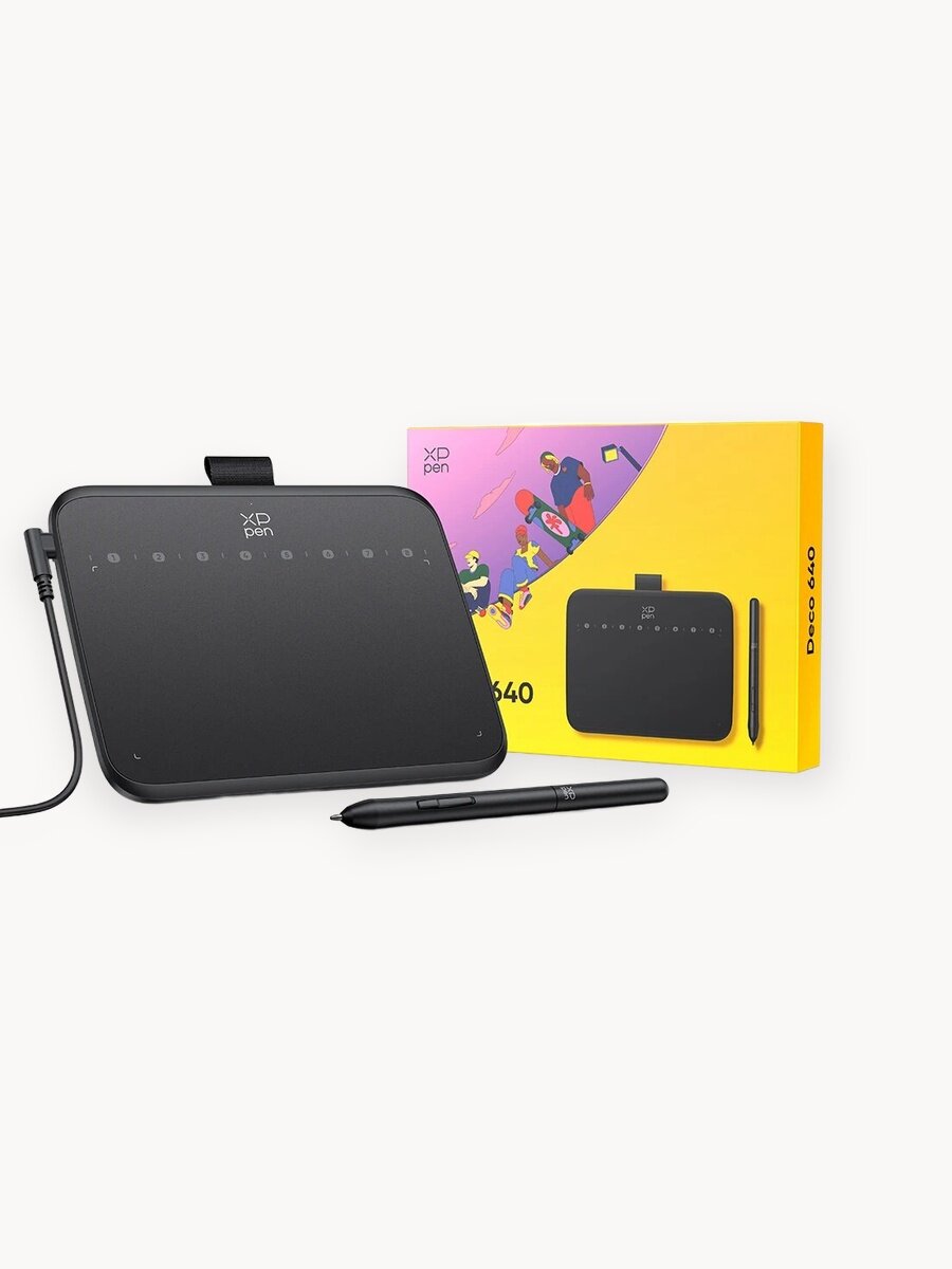 Цифровой планшет XPPen Deco 640, разрешение 5080 lpi, 16 уровней нажима, USB