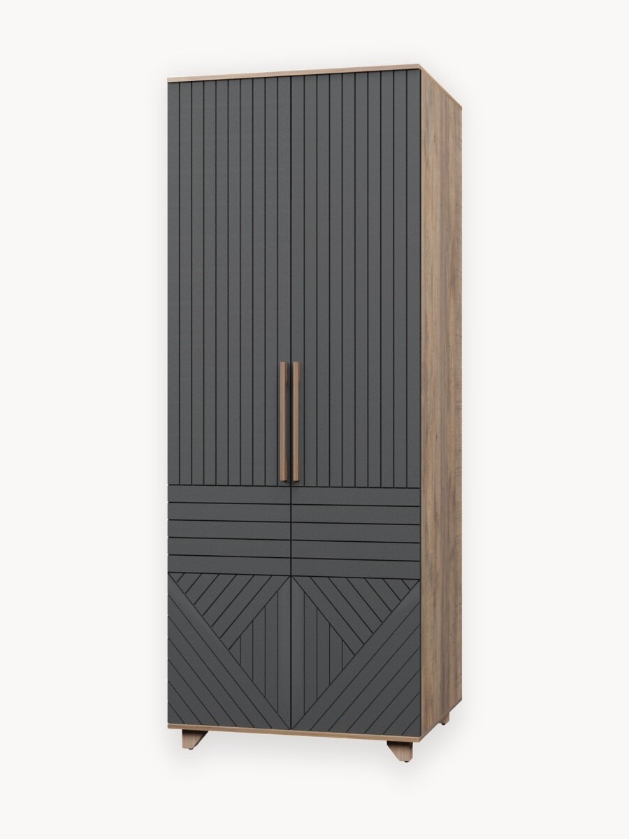 Шкаф двустворчатый Скандинавия распашной для одежды, шифоньер с полками и штангой в спальню напольный 90х210х40см