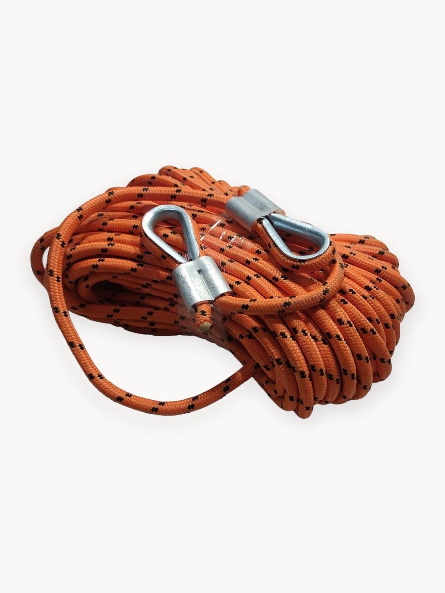 Веревка пожарная ВПС-10, спасательная, с петлями, диаметр 10мм, длина 10 метров