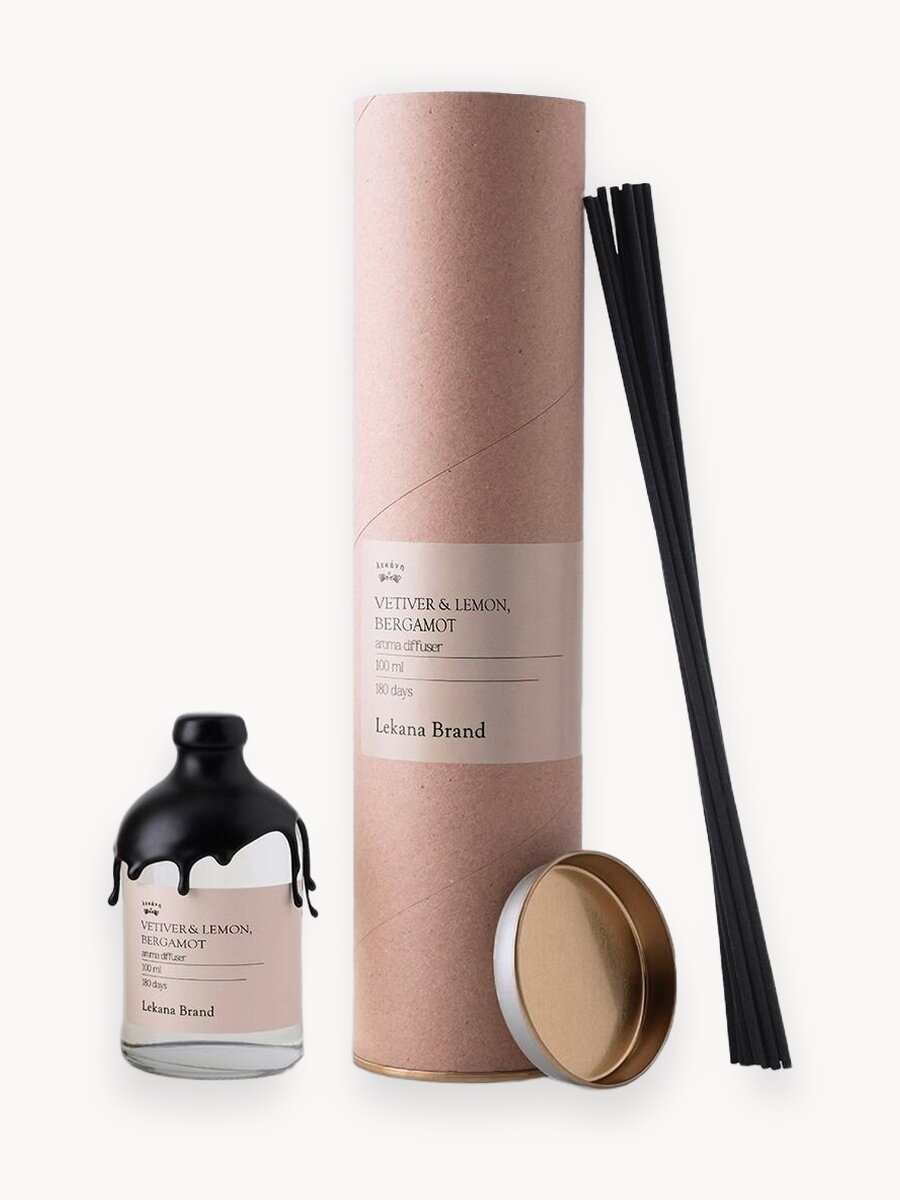 Ароматический диффузор для дома, Vetiver & Lemon, Bergamot, 101 мл, Ароматизатор Ветивер бергамот с палочками