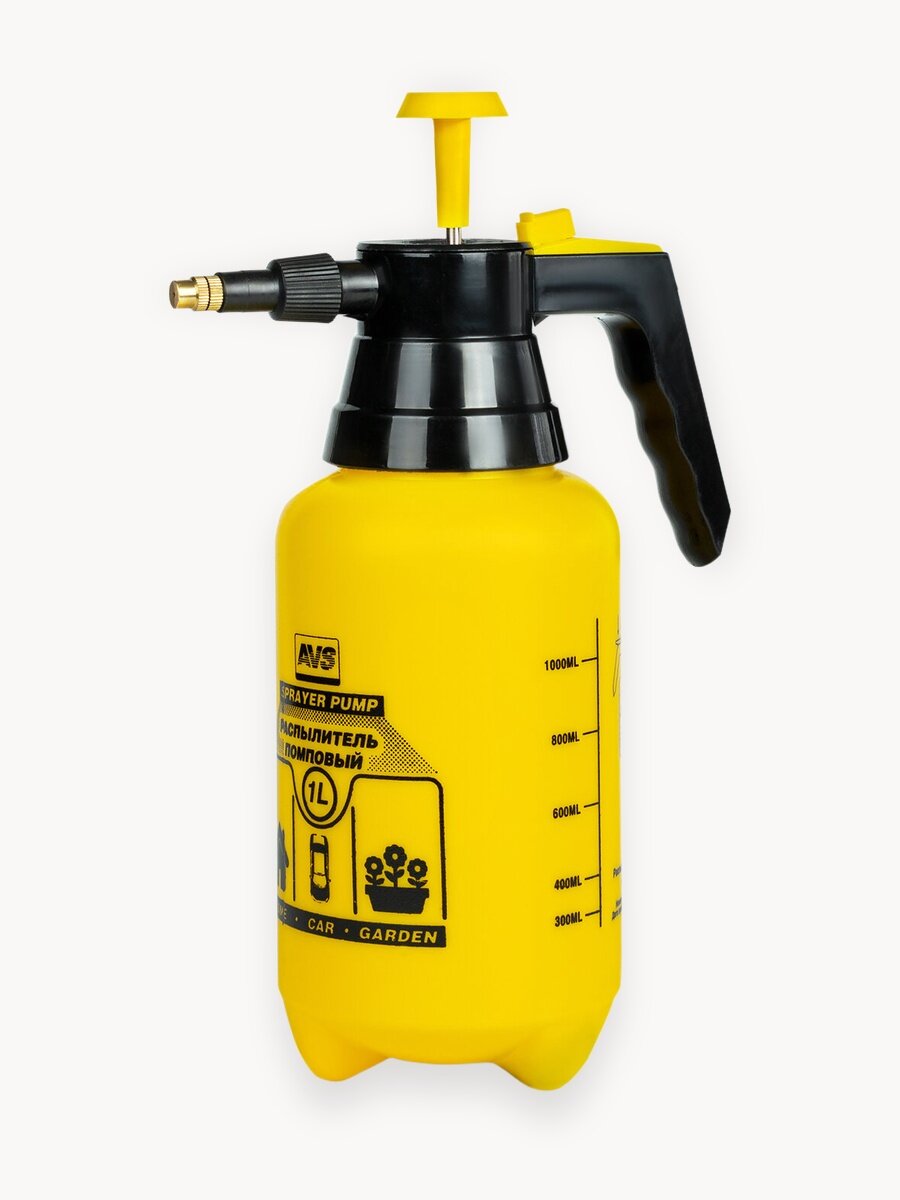 Распылитель помповый AVS CW-01 1литр, 3 бар, полипропилен, желтый