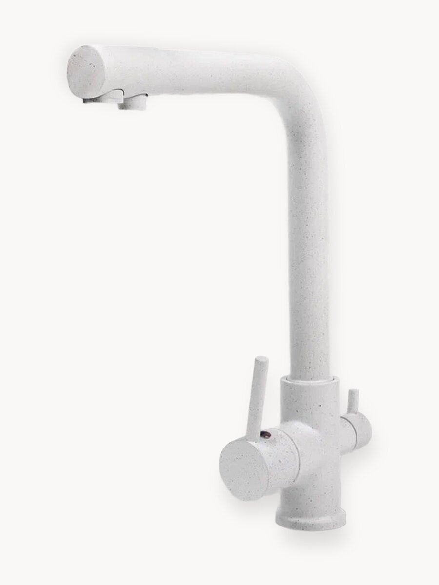 Смеситель для кухонной мойки с фильтром питьевой воды , белый в крапинку
