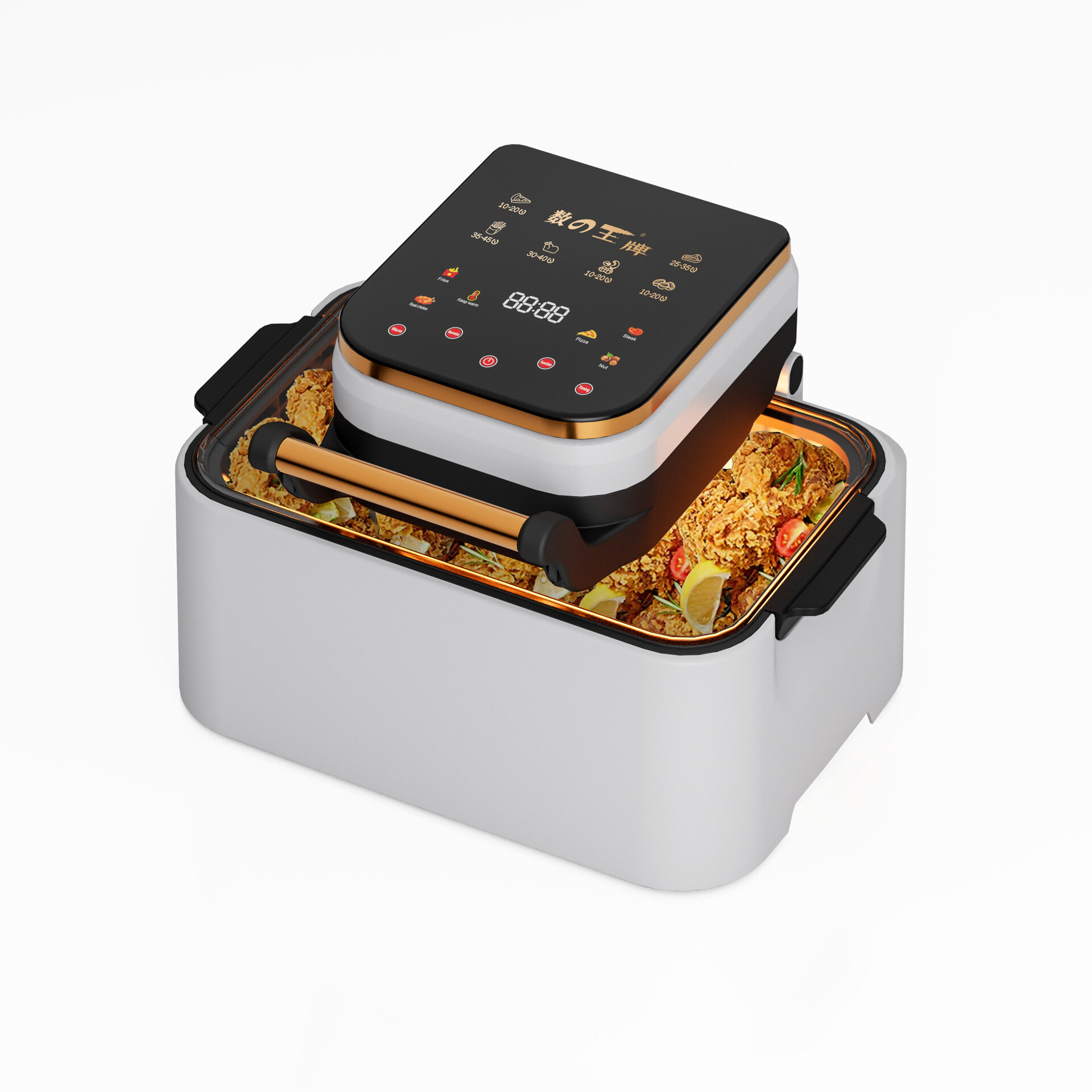 Воздушная фритюрница Air‑fryer, объём 6‑15 л, сенсорное управление, корпус из нержавеющей стали, домашняя большая фритюрница с обзорным окном