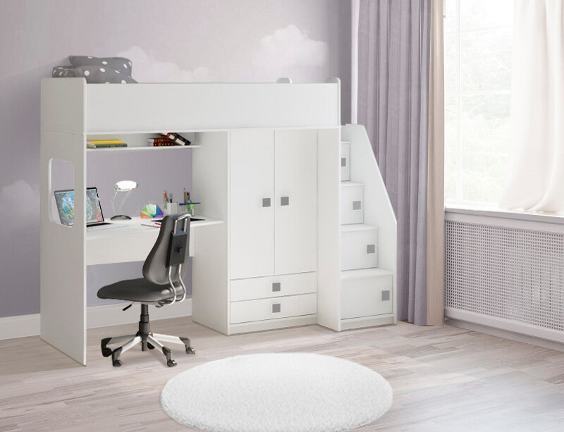 Кровать чердак Л-А606.3 75x175 Белый Белый