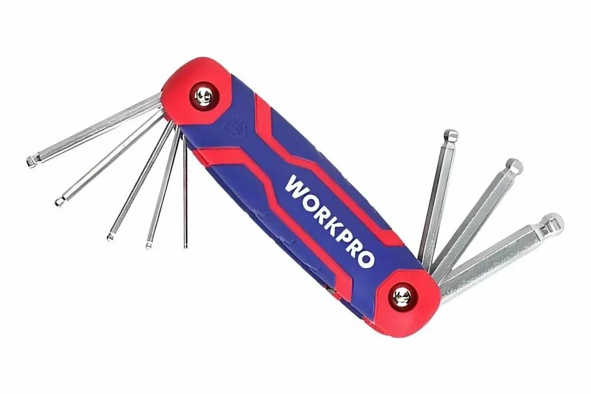 Набор шестигранных ключей с шаровидным наконечником WP222020 WORKPRO 8 шт (метрические)
