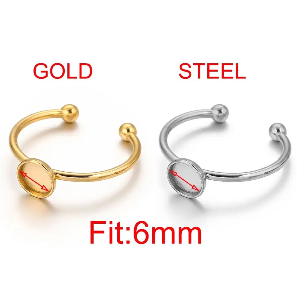 Открытые кольца из нержавеющей стали Alisaya 10 шт. Steel, Round 6mm