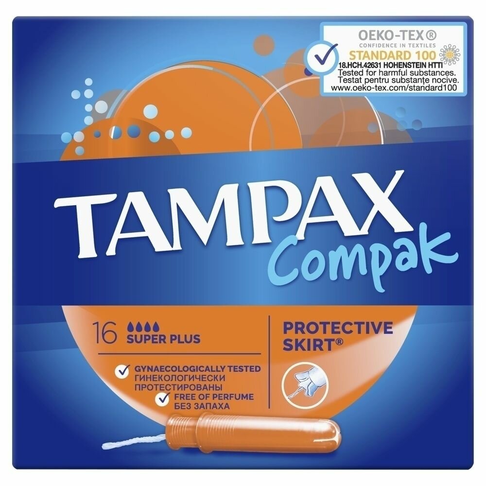 Тампоны Tampax Compak, гигиенические, с аппликатором, Super Plus Duo, 16 шт