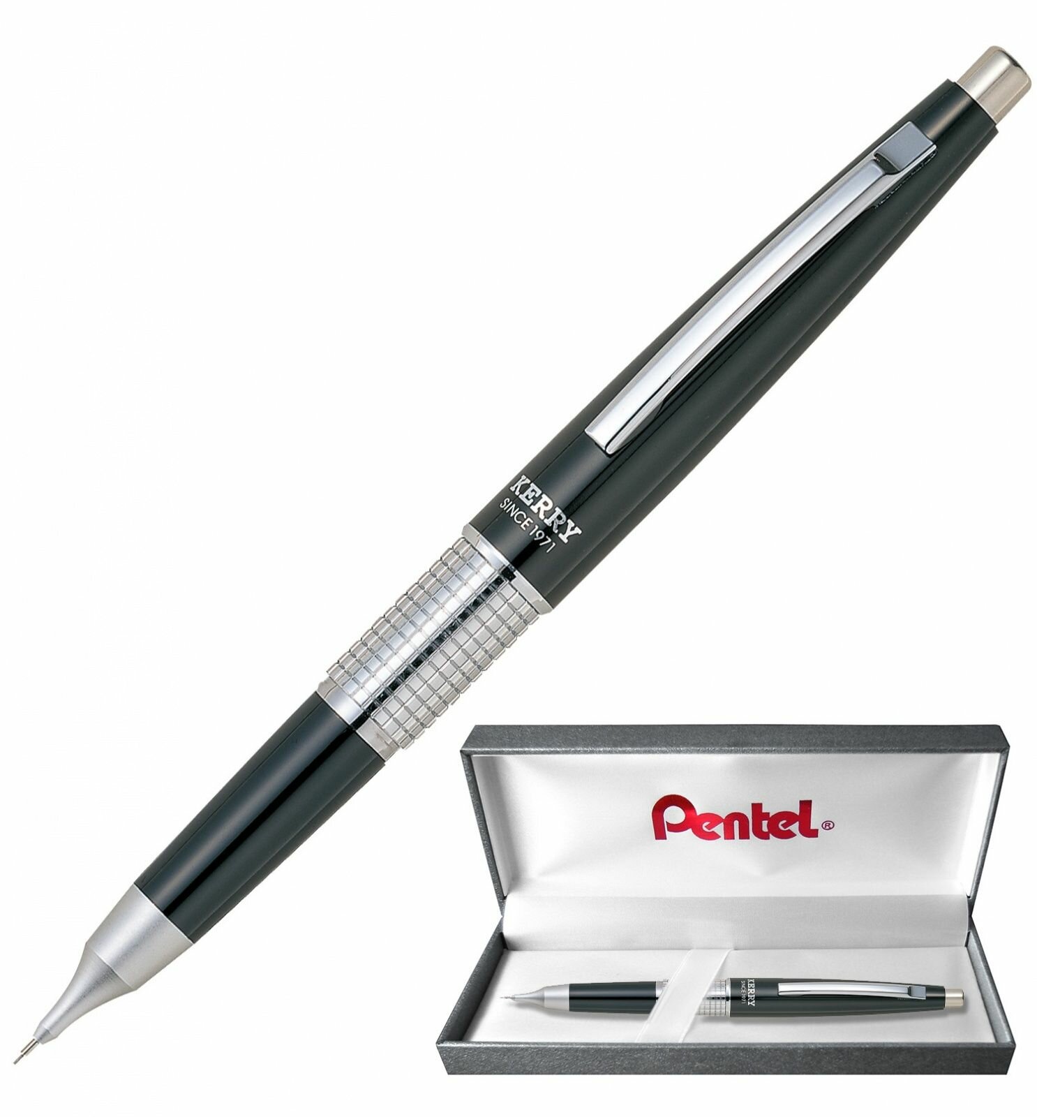 Карандаш механический Pentel Kerry, 0,5 мм, черный корпус, подарочная коробка