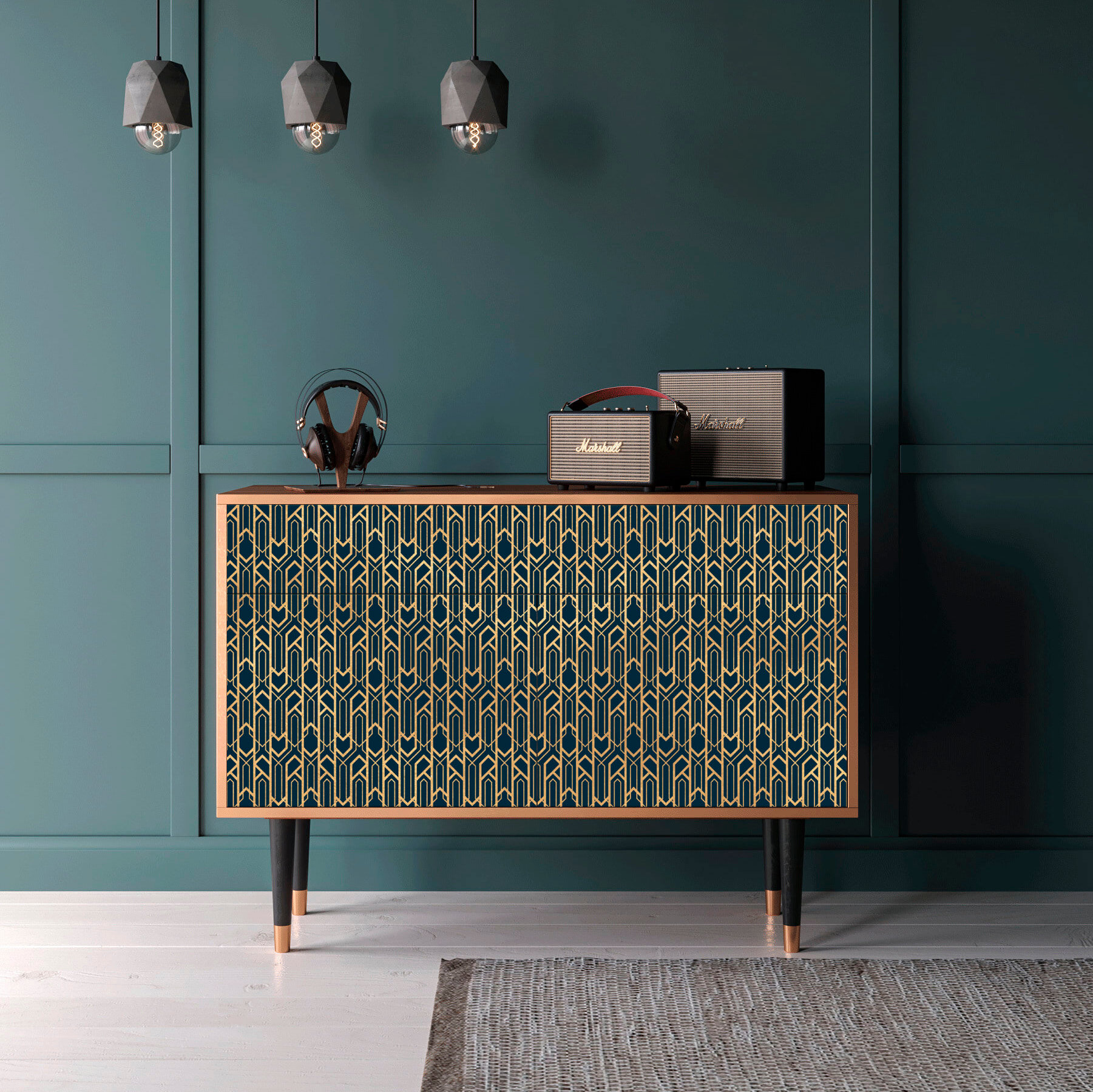 Комод - STORYZ - BS4 Golden Empire, Размер - 115 x 85 x 48 см, Цвет корпуса - Орех