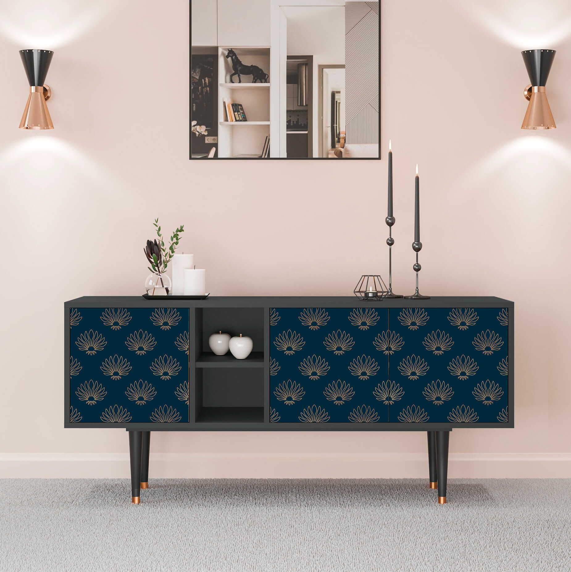 ТВ-Тумба - STORYZ - T5 Blue Lotus, Размер - 150 x 69 x 41 см, Цвет корпуса - , Антрацит