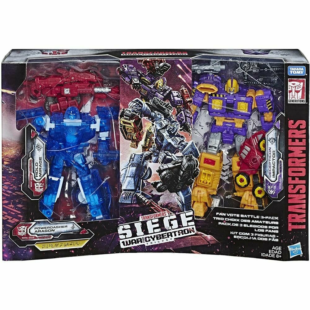Трансформеры игрушки Hasbro Transformers Siege War For Cybertron Trilogy WFC-S55-57 (Holo Mirage+Powerdasher Aragon+Decepticon Impactor) 130mm*3